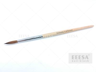 China Burly Wood Color Natural Wooden Handle Acrylic Nail Brush Kolinsky #8 Round Nail Brush Tool for sale