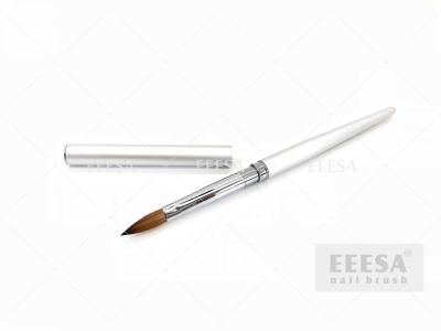 China Double Rings Design Solver Metal Handle Acrylic Nail Brush With Kolinsky Hair Sable Hair for sale