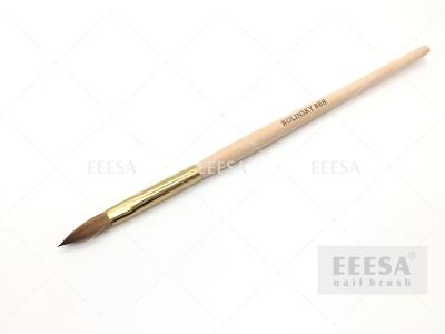China Natural Wooden Color Handle Gold Ferrule Kolinsky Acrylic Nail Brush Kolinsky 888 Oval Shape for sale