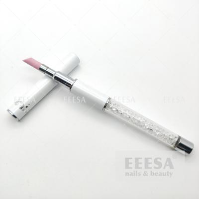 China Rhinestone Metal Handle Cuticle Pusher Oil Stone Cuticle Remover Nail Art Tool for sale