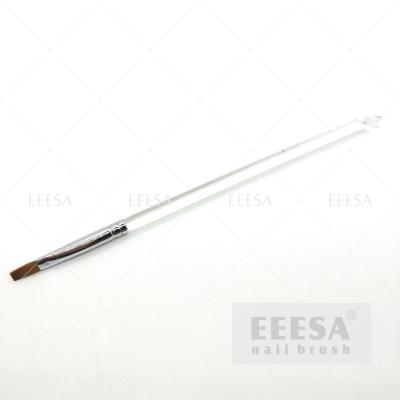 China Clear Acrylic Handle Nail Brush Size 8 Flat Nail Gel Brush With Skewed Tip for sale