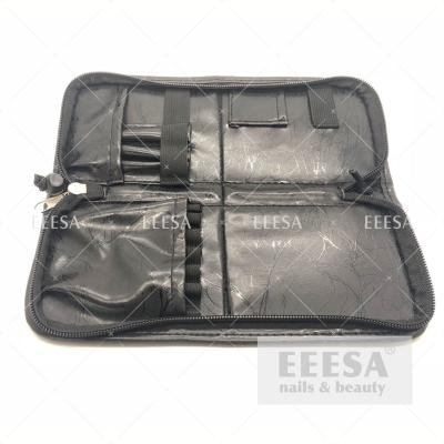 China PU Leather Zipper Nail Brush Case Holder Multi Slots Collect Acrylic Art Brushes for sale