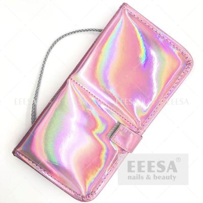 China Aurora Color Nail Art Brush Bag Foldable Nail Brush Case Holder for sale