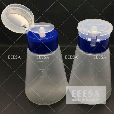 China Plastic Nail Liquid Press Pump Dispenser Bottle 180ML Volume With Flip Top Cap for sale