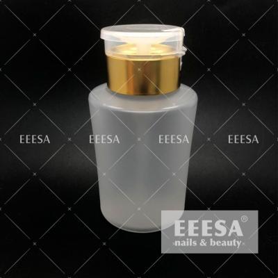 China Transparent Body Nail Art Tools 150ML Nail Liquid Pump Plastic Dispenser Bottle for sale