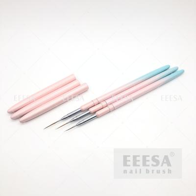 China Ombre Color Tiny Nail Art Polish Thin Brush Metal Handle Brass Ferrule Material for sale