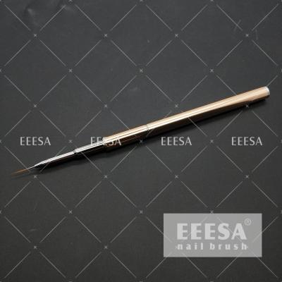 China Metalic Handle Nail Art Brushes 9mm Nylon Hair Length 0.3mm Ferrule Round Shape for sale
