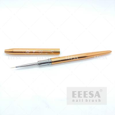 China Tiny Nail Art Detail Paint Brushes With Kolinsky Sable Hair Rose Gold Color Metallic Handle for sale
