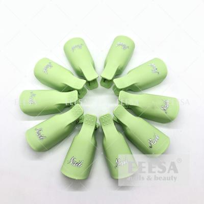 China Green 10PCS Pack Reusable Uv Gel Nail Polish Remover Finger Clip Cap Nail Products for sale