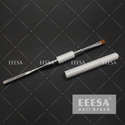 China Pearl White Color Metal Handle Stainless Steel Spatula Gel Brush Gel Spatula Nail Art Tools for sale