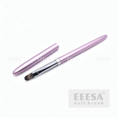 China Round 10 Gel Nail Brush Pink Metal Handle Polygel Acrylic Gel Builder Brush for sale