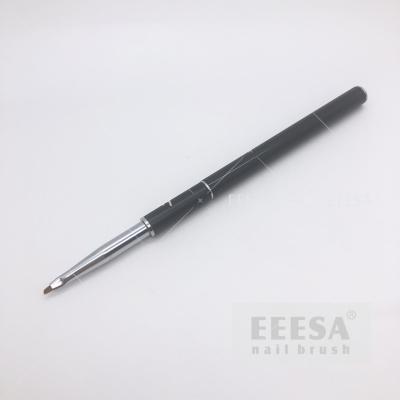 China Mini One Stroke Brush Synthetic Oblique Nail Gel Brush with Black Metal Handle for sale