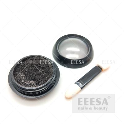 China Manicure Nail Art Tools Mirror Effect Powder Black Chrome Pigment Nail for sale