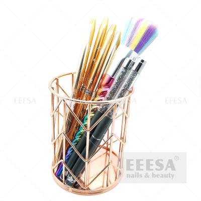China Rose Gold Iron Art Cylinder Makeup Tool Nail Art Brush Holder for sale
