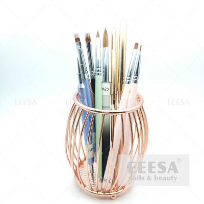 China Rose Gold Arch Metal Iron Portable Paint Nail Brush Pen Tool Holder for sale
