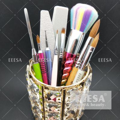 China Rose Gold Luxury Acrylic Crystal Desk Pen Nail Tool Make Up Brush Holder for sale