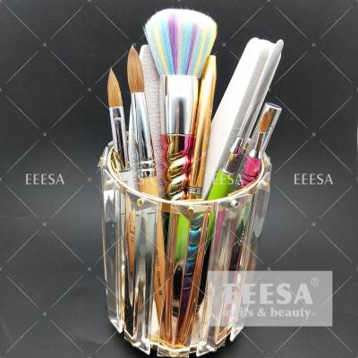 China Cylinder Transparent Crystal Cosmetic Storage Makeup Brushes Pen Holder for sale