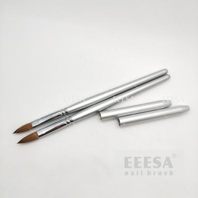 China Size #8 10 Silver Sable Kolinsky Hair Wooden Nail Brush Brass Ferrule for sale