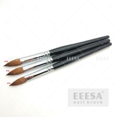 China Wooden Handle Oval Crimped Big Size #14 #16 #18 Acrylic Nail Brush 100 % Kolinsky for sale