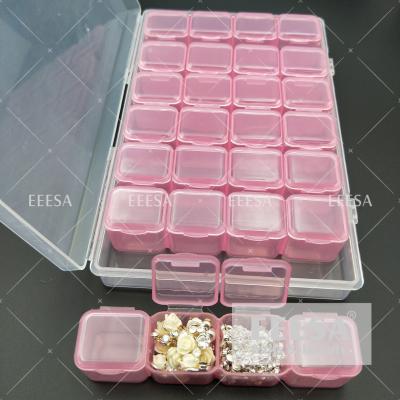 China 28 Grids Pink Diamond Painting Nail Bead Storage Box Containers for sale