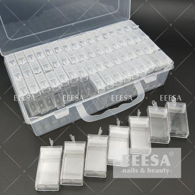 China 64 Slots Clear Tube Nail Art Jewelry Accessories Acrylic Bead Container Storage Box for sale