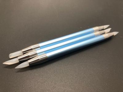 China Blue Dual Ended Pencil Point Cone Nail Art Pusher Silicon Pressing Tool Silicone Pen for sale