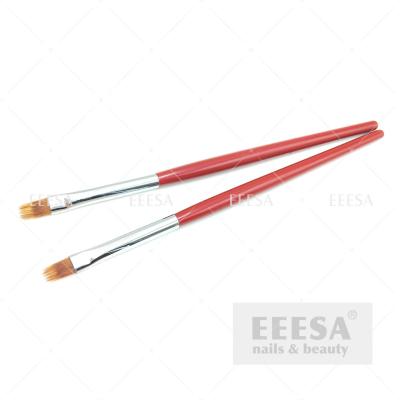 China Red Wooden Professional Nail Art Gradient Color Painting Pen Gel Ombre Brush for sale