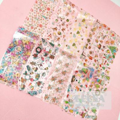 China New Merry Christmas Tree Party Hat Snowman Sock Jingling Bell Gift Box Sticker Nail Foils for sale