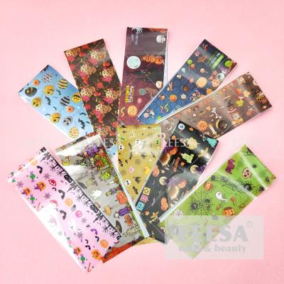 China Spider Ghost Pumpkin Halloween Festival Designer Nail Art Sticker Transfer Foils for sale