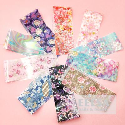China Diy For Nail Art Leaf Bufferfly Rose Floral Flower Nail Transfer Foil Stickers for sale