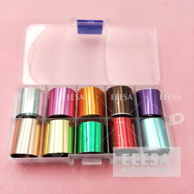 China 10 Metal Colors Aluminum Copper For Stained Glass Crack Nail Art Stickers Foil Roll for sale