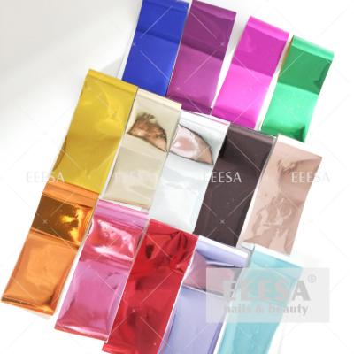 China 14 Colors Metal Aluminum For Nails Designer Transfer Nail Art Sticker Foil for sale