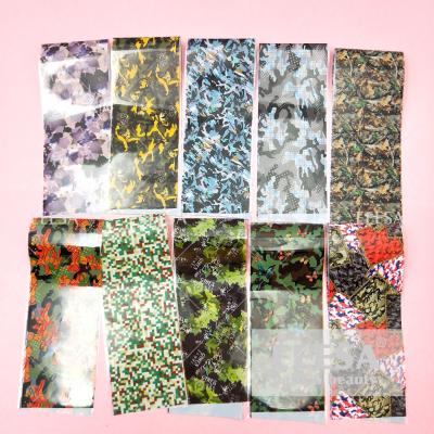 China 2021 Luxury Camouflage Flower Green Tree Bufferfly Nail Wraps Sticker Transfer Foil for sale