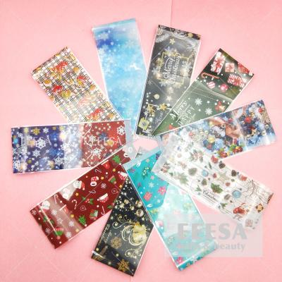 China New Year Jingling Bell Flakes Father Christmas Nail Art Foil  Sticker Sheets for sale