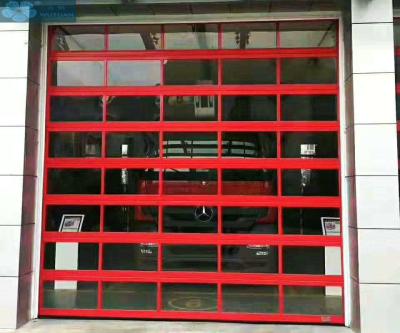 China Sectional Organic Tempered Frosted Glass Panel Garage Doors for sale