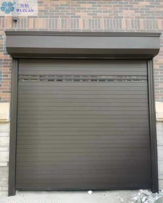 China Coffee Color Two Layer Automatic Aluminium Alloy Roller Shutters Door With PU Foam Infilled for sale