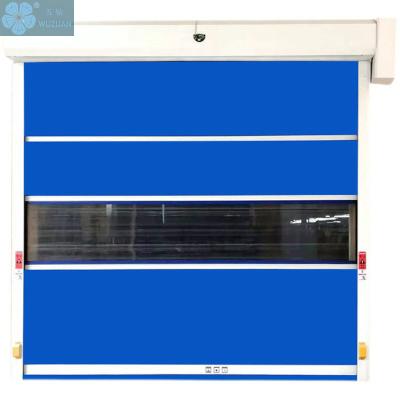 China Blue Color Industrial Custom Fast Interior Exterior Roller Shutter Garage Plastic Roll up High Speed PVC Door for sale