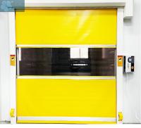 China Yellow Color Roller Fast Rolling Automatic Aluminium Door Shutter Operated High Speed PVC Door for sale