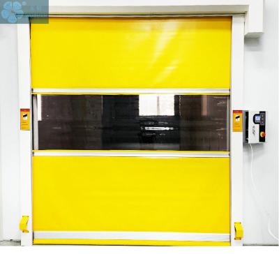 China Yellow Color Roller Fast Rolling Automatic Aluminium Door Shutter Operated High Speed PVC Door for sale