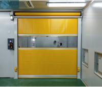 China Yellow Color Roller Fast Rolling Automatic Aluminium Door Shutter Operated High Speed PVC Door for sale