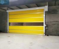 China Yellow Color Roller Fast Rolling Automatic Aluminium Door Shutter Operated High Speed PVC Door for sale