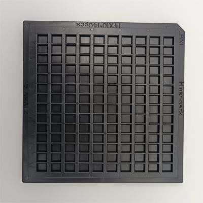China ABS Black 4 Inch Waffle Pack Tray for Micro IC Chips - 101.6×101.6×9mm Size with 140 Cavity Capacity for sale