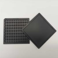 China Black PC Waffle Pack Chip Tray 101.57x101.57x5.5mm 10x8 Matrix for Semiconductor Packaging for sale