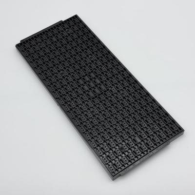 China Custom JEDEC Matrix Tray 315x135.9x12.19mm Black ESD MPPO 209 Pockets 9.9x6x1.57mm for sale