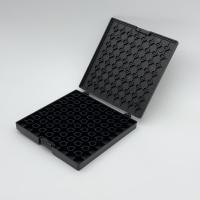 China Black ESD PC Clamshell Chip Tray 156x150mm with Lock Mechanism for IC Storage for sale