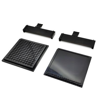 China Square Design ESD IC Chip Tray With High Compatibility Waffle Pack With Lids And Clips for sale