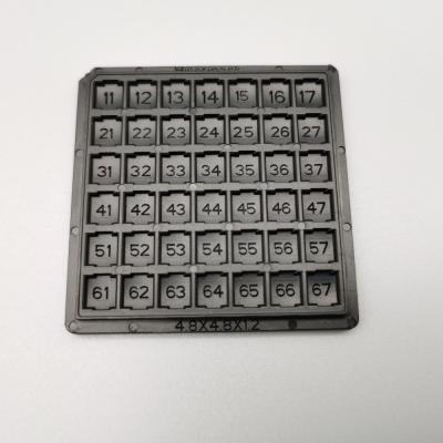 China Digital Array Waffle Pack Chip Trays 50x50x5mm Anti-Static ABS with 42 Cavities for Electronic Components for sale
