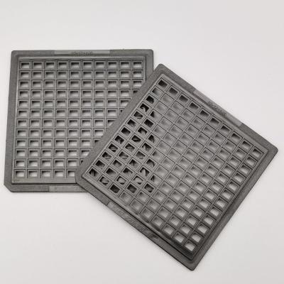 China ABS ESD Waffle Pack Chip Trays 101.57×101.57×3mm for IC Components with 120 Cavity Matrix for sale
