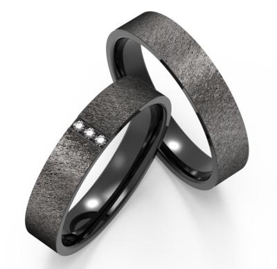 China Custom Black Titanium Fashion Men Jewelry Domed Inlaid Zircon Polished Couple Ring for sale