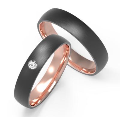 China Customizable Inner ring  rose gold black titanium encrusted zircon couple ring for sale